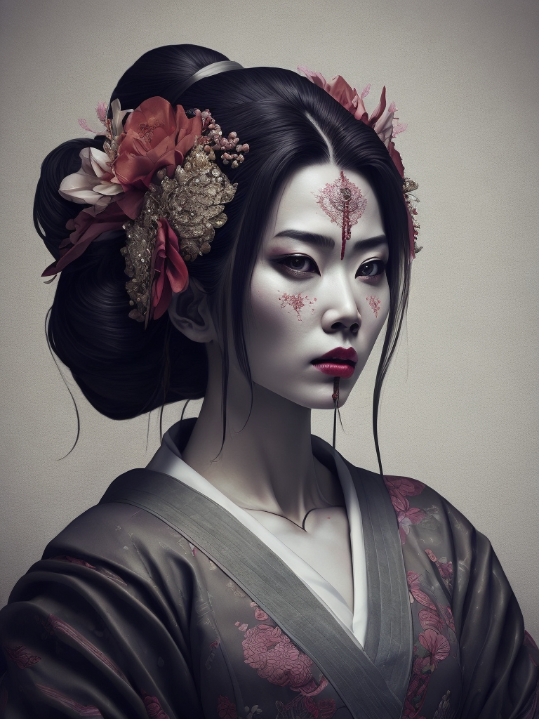 Premium Free ai Images | portrait art of undead geisha detailed ...