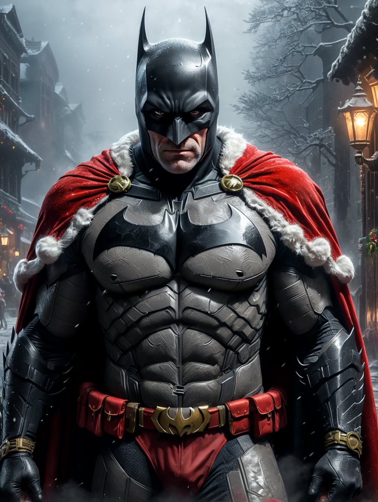 Premium Free ai Images | batman dressed as santa with in the fog