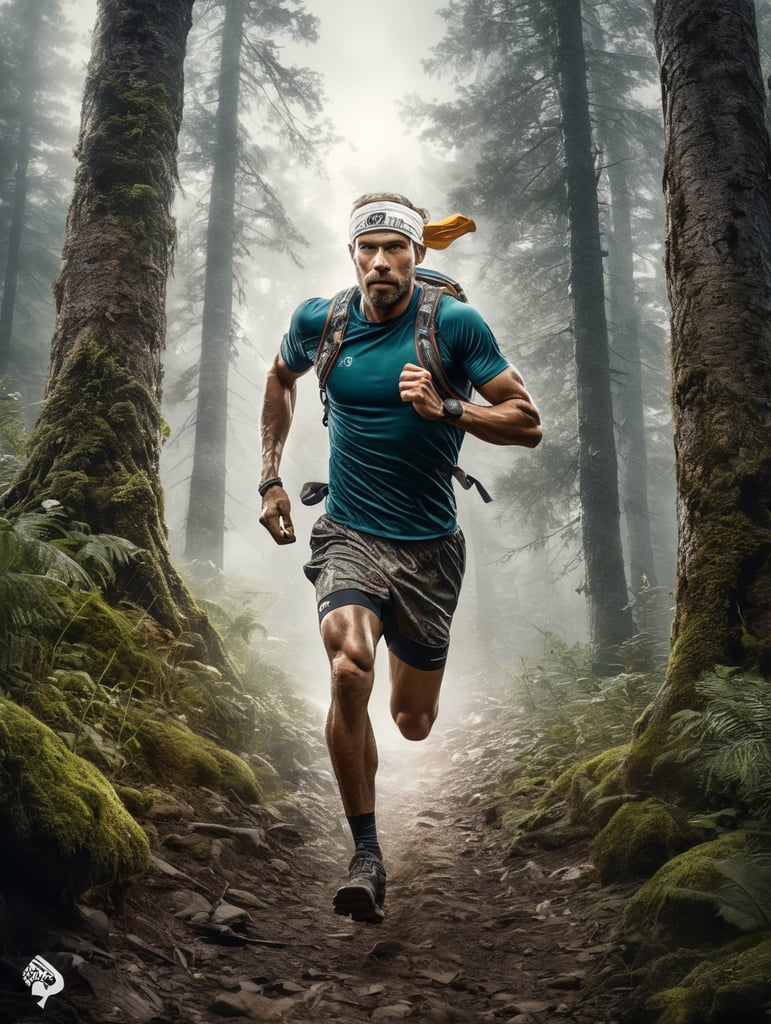 Premium Free ai Images | full body an elite trail runner running into ...