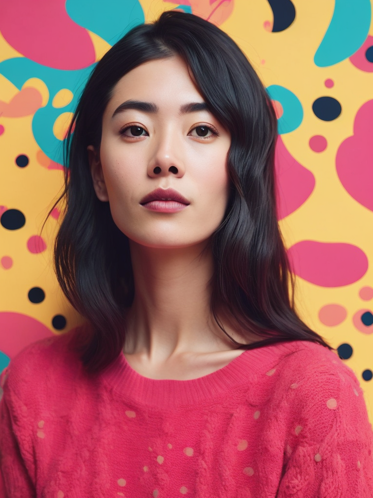 Premium Free ai Images | female face colorful pattern swollen and pink ...