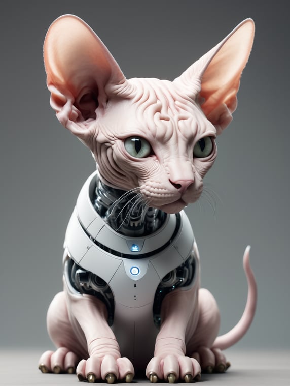 Premium Free ai Images | robotic sphynx cat from the future
