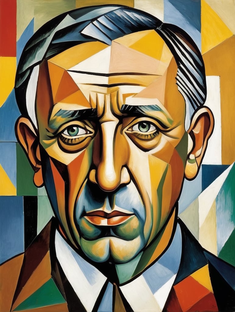 Premium Free ai Images | self portrait pf pablo picasso cubism