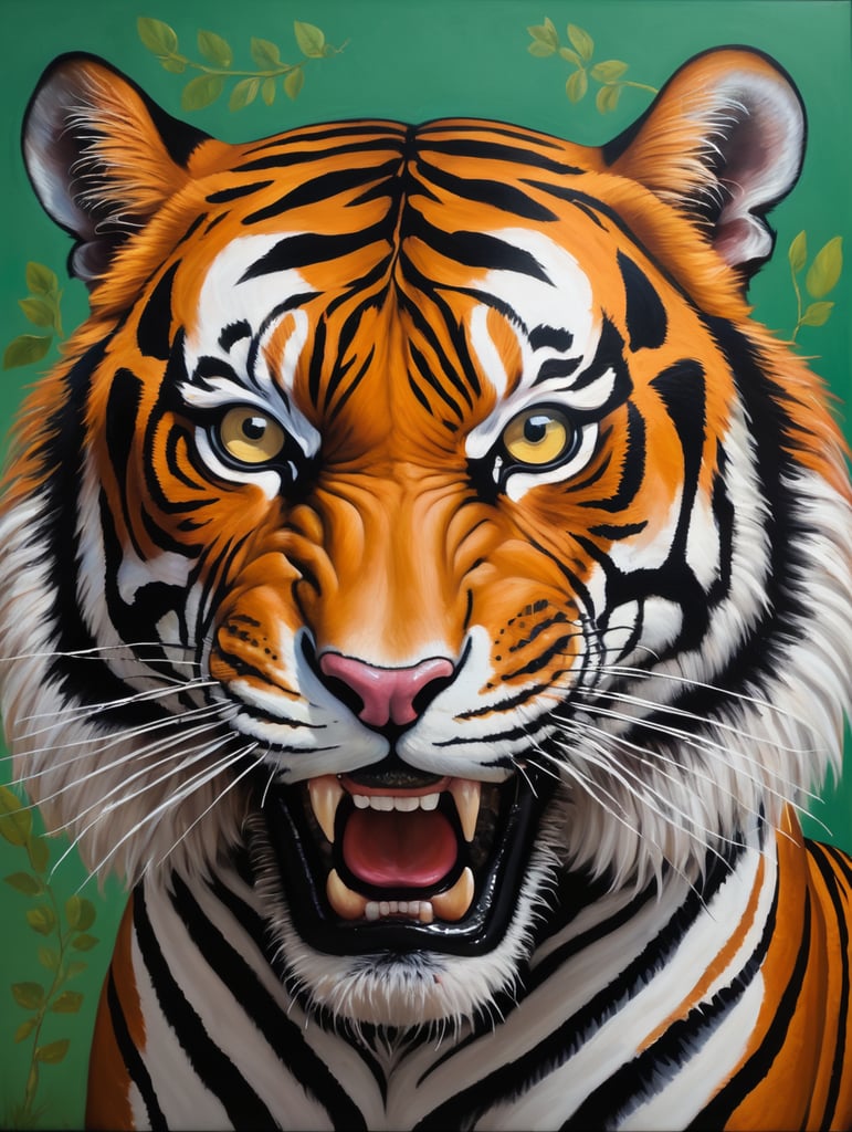 Premium Free ai Images | angry tiger style of catherine nolin painting ...