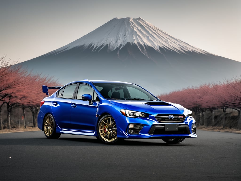 Premium Free ai Images | subaru wrx sti in front of mount fuji