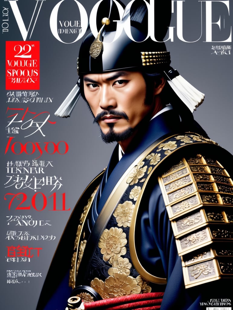 Premium Free ai Images | japanese samurai on the cover of vogue