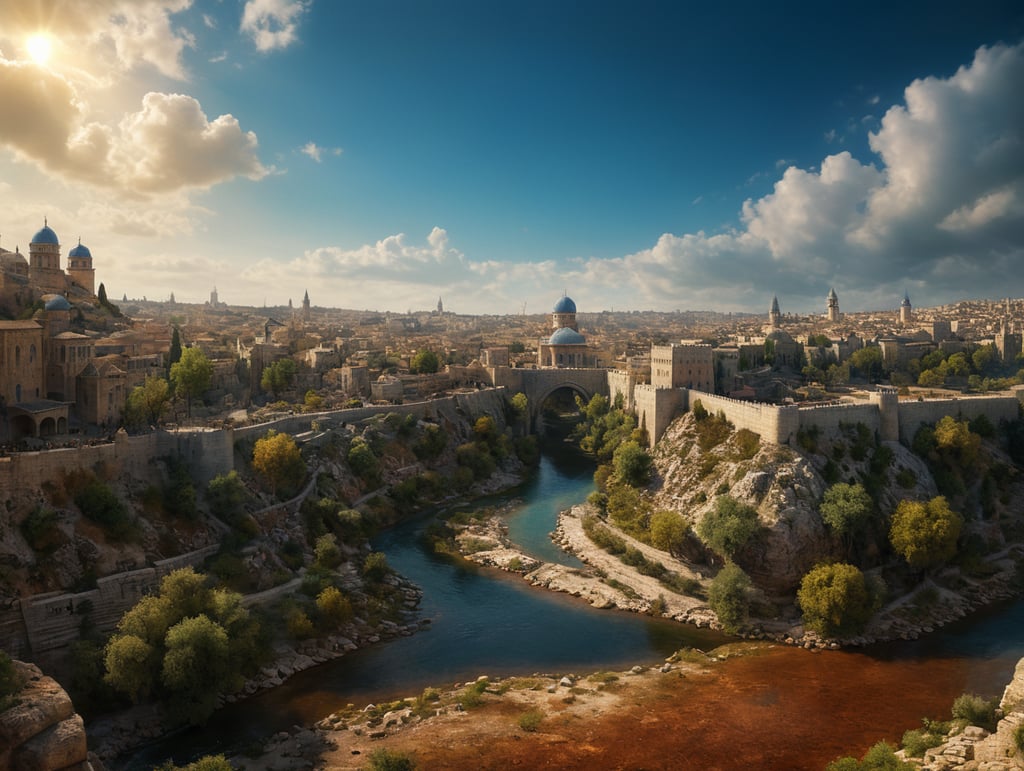 Premium Free ai Images | jerusalem renaissance river nature