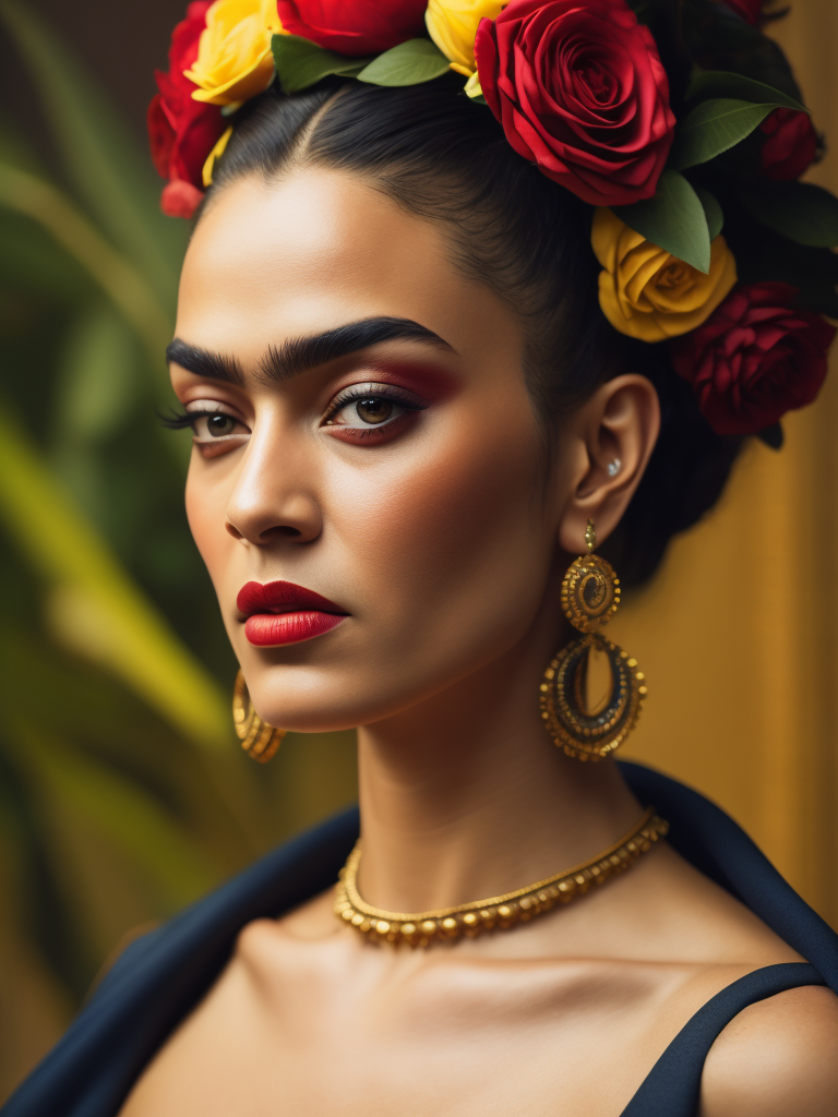 Premium Free ai Images | portrait of frida kahlo bright and saturated ...