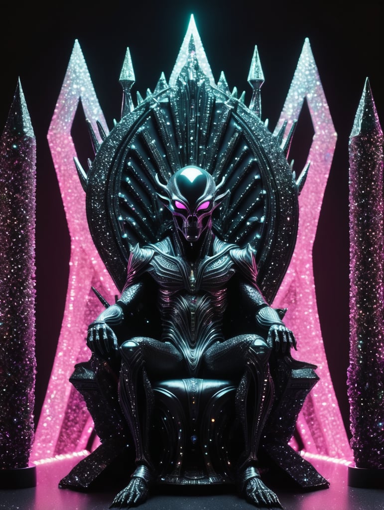 Premium Free ai Images | alien made of diamonds and glitter black neon ...