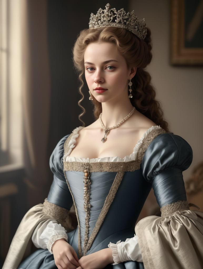 Premium Free ai Images | estilo realista joven bella reina del siglo xvii