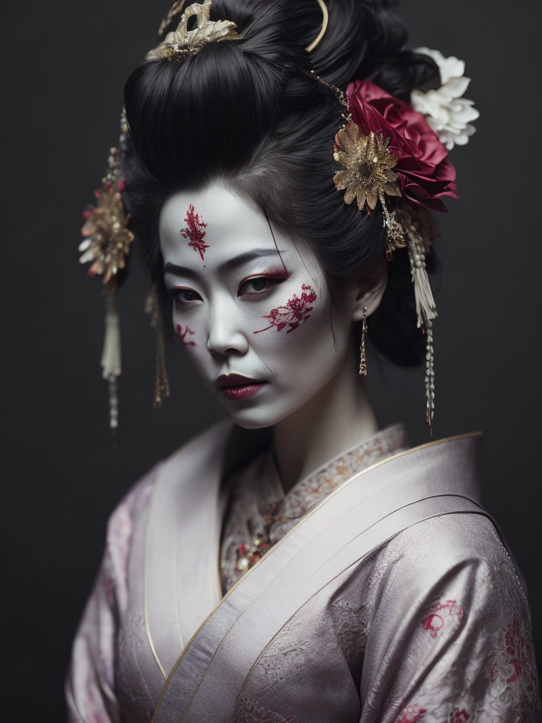 Premium Free ai Images | portrait art of undead geisha detailed ...