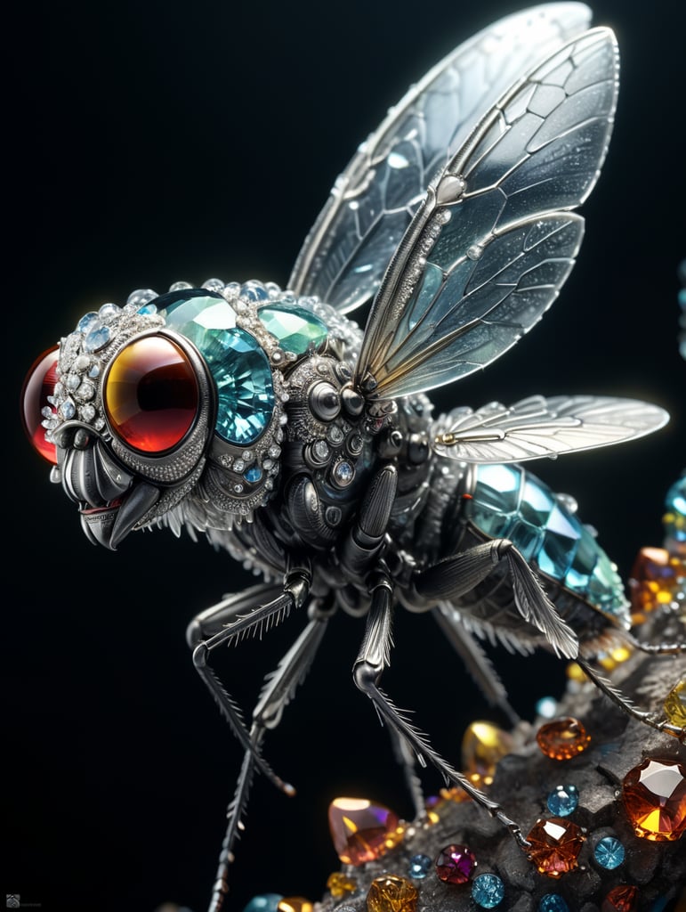 Premium Free ai Images | clear white crystal fly in swarovski style ...