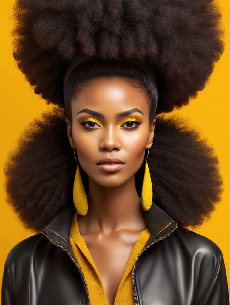 Premium Free ai Images | mujer africana con peinado afro sesion de moda ...