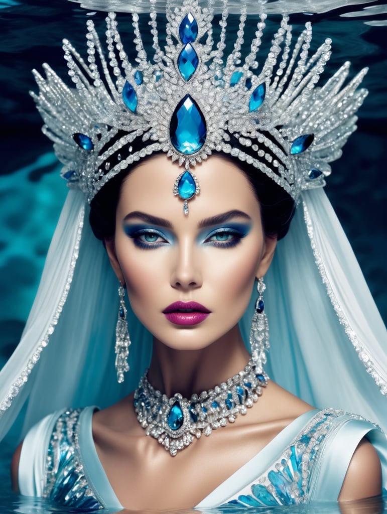 Premium Free ai Images | beautiful water queen fashion portrait for vogue