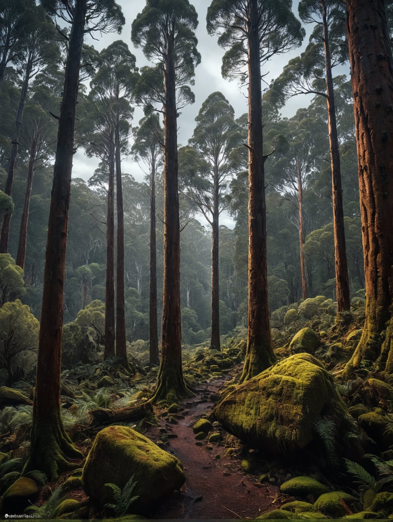 Premium Free ai Images | tasmanian forest wilderness full frame