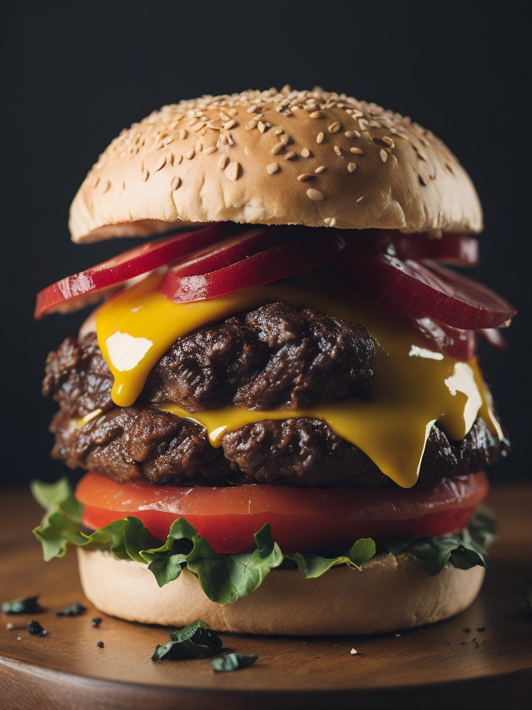 Premium Free ai Images | triple meat smashed ground beef patty cheeseburger