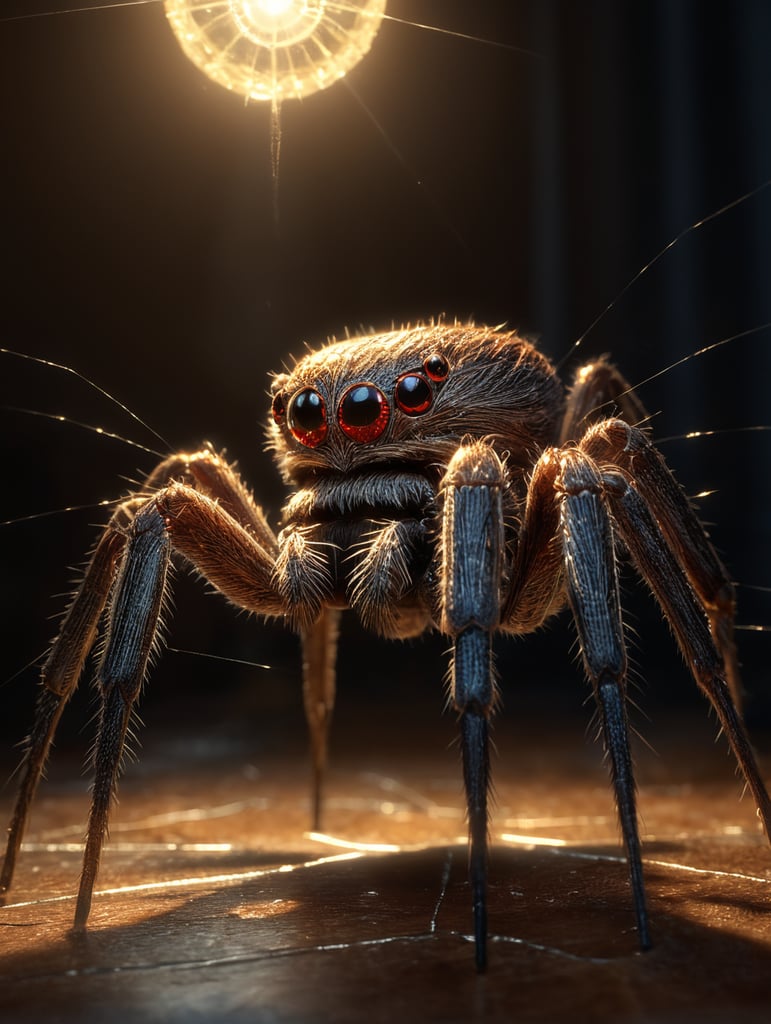 Premium Free ai Images | spider made out of light pure bright light