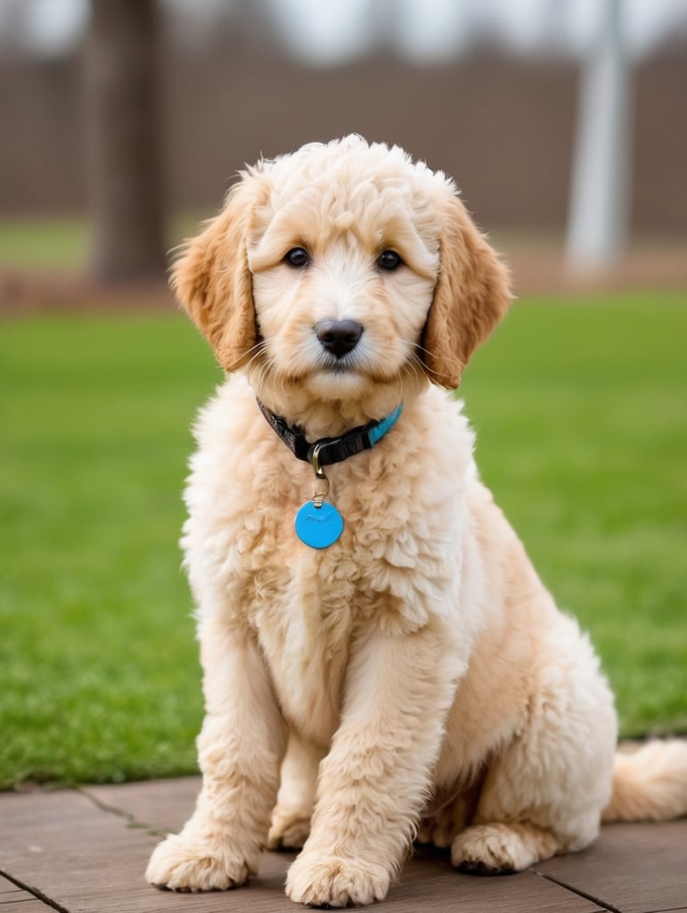 Premium Free ai Images | goldendoodle golden retriever combined with poodle
