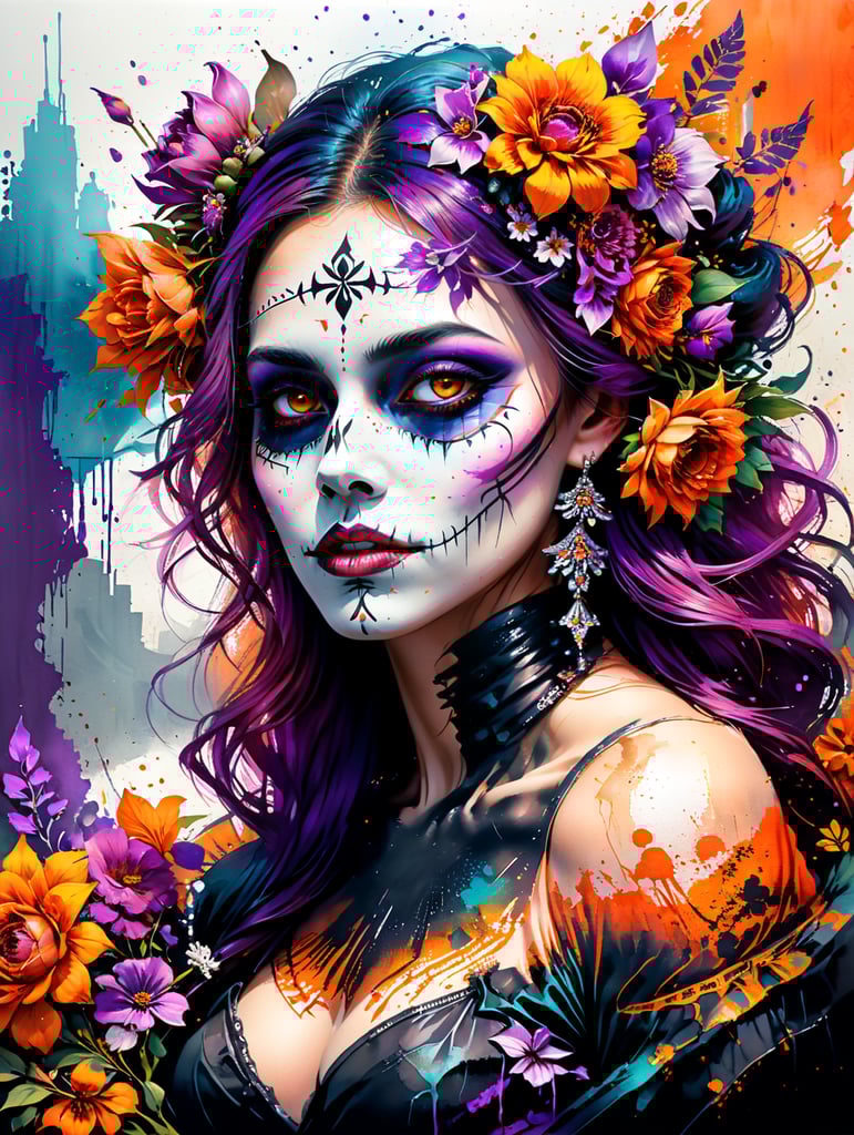 Premium Free ai Images | similar composition similar color catrina day ...
