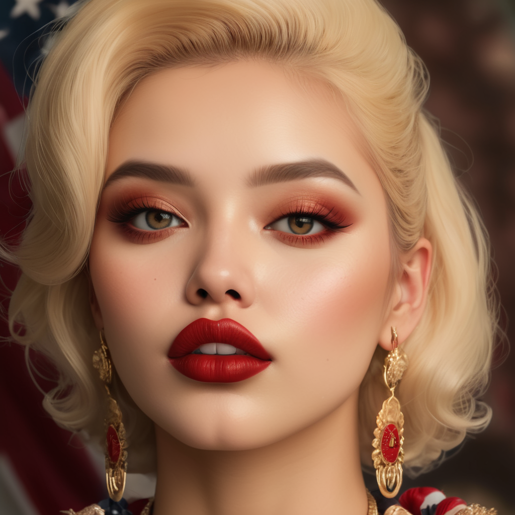 Premium Free ai Images | goddess america realistic croptop redlips