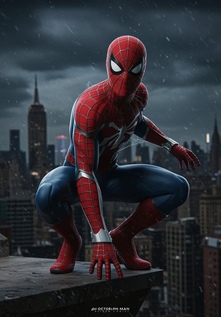 Premium Free ai Images | epic spider man character render heroic stance ...