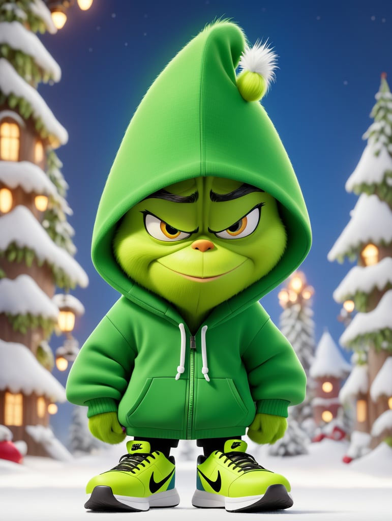 Premium Free ai Images | grinch wearing hoodie and nike shoes