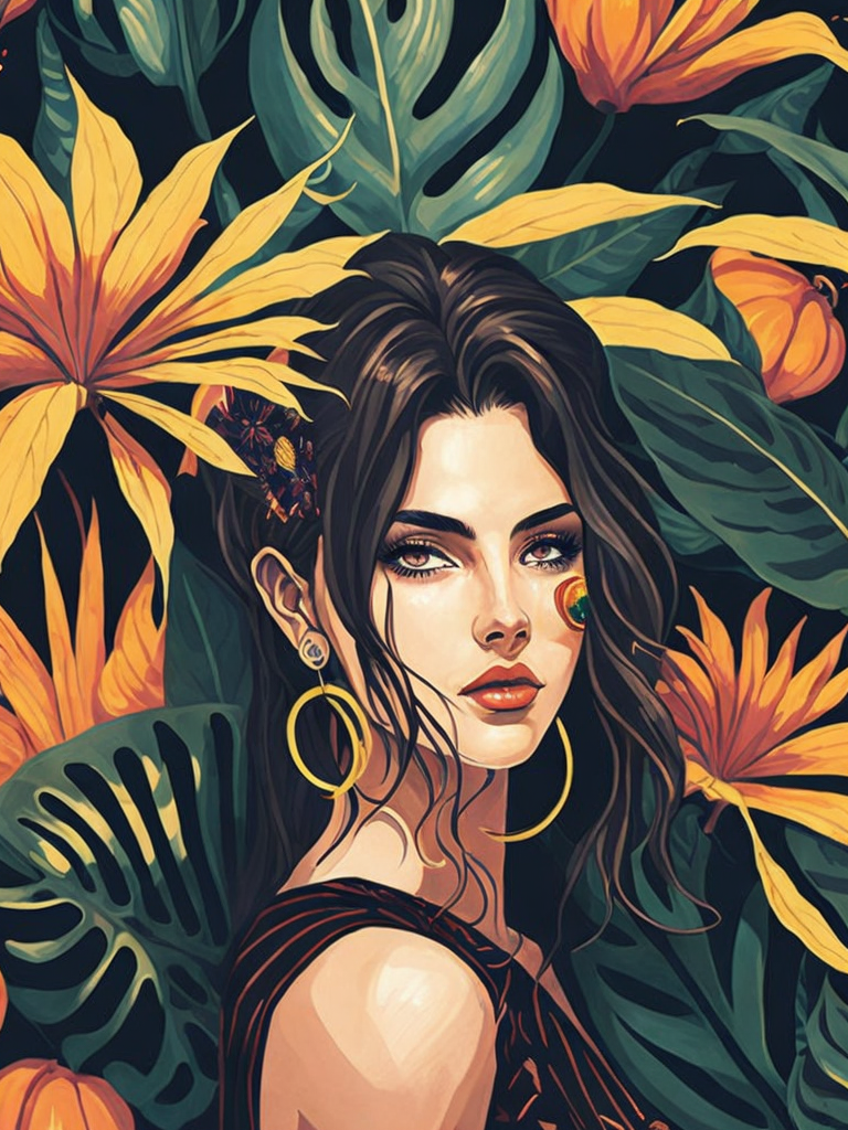Premium Free ai Images | tropicalpunk by anna dittmann wallpaper ...