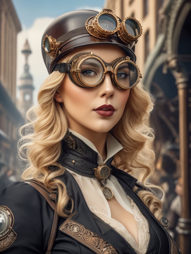 Premium Free ai Images | masterpiece photograph of steampunk woman with ...
